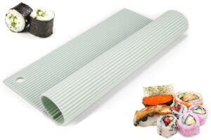 made in korea silicone sushi mat/trivet, makisu, sushi/kimbap roller, dishwasher safe, bpa free, nonstick, flexible (mint cream, 9.17'' x 8'')