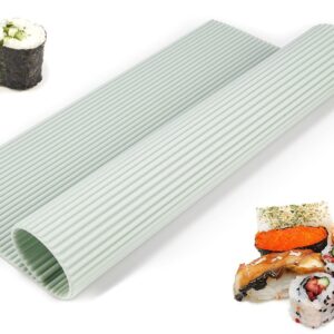 Made in Korea Silicone Sushi Mat/Trivet, Makisu, Sushi/Kimbap Roller, Dishwasher Safe, BPA Free, Nonstick, Flexible (Mint Cream, 9.17'' x 8'')