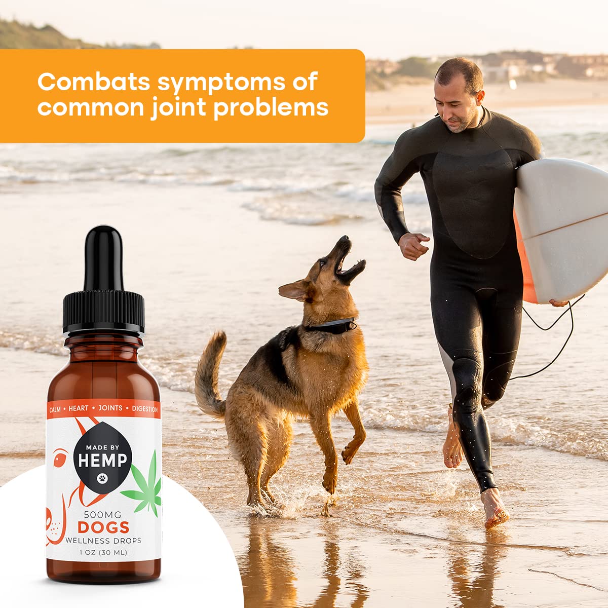 Made by Hemp - Hemp Oil for Dogs - Made in The USA - Holistic Relief for Stress, Pain, Inflammation - Hip and Joint Health - Sleep Aid - Dog Calming - Hemp Oil Drops for All Animals - 1 oz