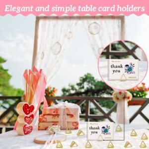 60 Pieces Table Number Holder Place Card Holder Christmas Party Wedding Triangle Shape Table Card Holder Photo Picture Holder Stand Clip for Wedding Baby Shower, Suitable for Small Card(Gold)