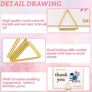 60 Pieces Table Number Holder Place Card Holder Christmas Party Wedding Triangle Shape Table Card Holder Photo Picture Holder Stand Clip for Wedding Baby Shower, Suitable for Small Card(Gold)