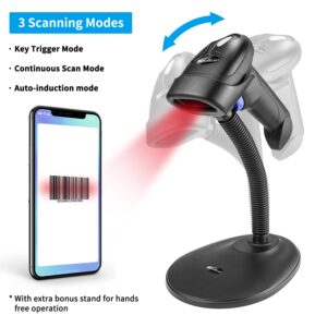 NetumScan Bluetooth Barcode Scanner with Stand, 3-in-1 Handheld Automatic 1D Barcode Reader CCD Bar Code Scanner for Computer, Tablet, iPhone, iPad, Android (Bluetooth)