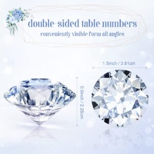 MTLEE 36 Pieces Diamond Place Card Holders Acrylic Table Number Holders for Wedding Crystal Table Card Stands Tabletop Card Holders for Weddings Baby Shower Table Card Decoration (Transparent White)