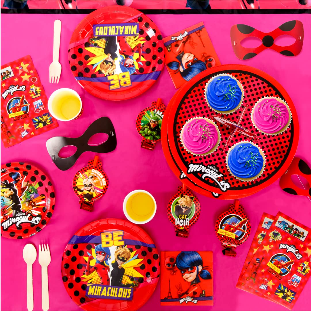 Miraculous Ladybug Party in a Box Kit - Celebration, Birthday Party, Toddlers– 100 Plus Pieces - Cat Noir - Party Supplies - Officially Licensed (Complete Kit)