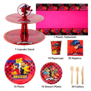 Miraculous Ladybug Party in a Box Kit - Celebration, Birthday Party, Toddlers– 100 Plus Pieces - Cat Noir - Party Supplies - Officially Licensed (Complete Kit)