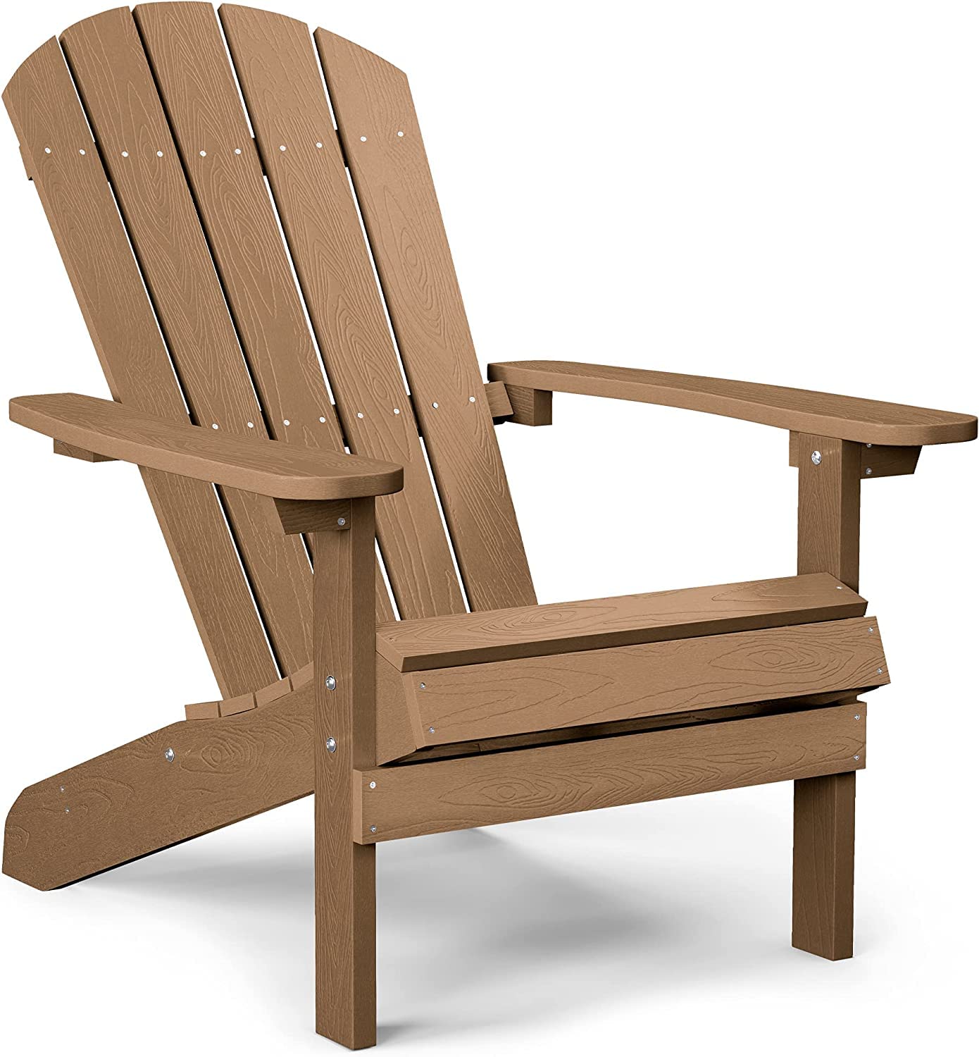 YEFU Plastic Adirondack Chairs Weather Resistant, Patio Chairs 5 Steps Easy Installation, Looks Exactly Like Real Wood, Widely Used in Outdoor, Fire Pit, Deck, Lawn, Outside, Garden Chairs (Teak)