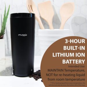 Muggo 12 oz Self-Heating Coffee Mug with 3 Hour Battery Life, Tea, Coffee, & Hot Beverage Warmer, Heated Travel Mug(L)