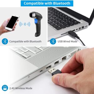 NetumScan Bluetooth Barcode Scanner with Stand, 3-in-1 Handheld Automatic 1D Barcode Reader CCD Bar Code Scanner for Computer, Tablet, iPhone, iPad, Android (Bluetooth)