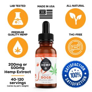 Made by Hemp - Hemp Oil for Dogs - Made in The USA - Holistic Relief for Stress, Pain, Inflammation - Hip and Joint Health - Sleep Aid - Dog Calming - Hemp Oil Drops for All Animals - 1 oz