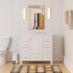 horizon 42-inch bathroom vanity (engineered carrara/white): includes white cabinet with engineered carrara countertop and white ceramic sink