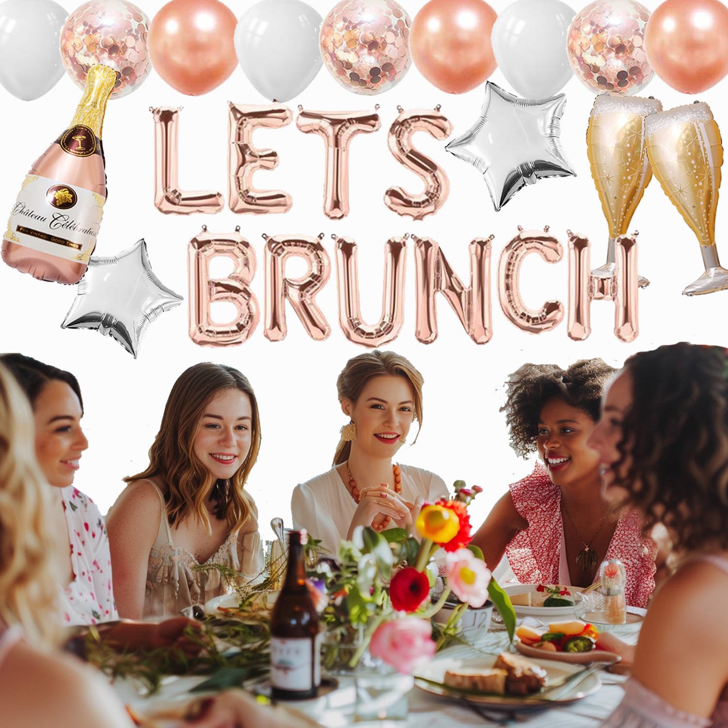 Let's Brunch Party Decorations, Brunch Sign Decor Banner Balloons for Ladies Brunch Girls Brunch, Bachelorette Brunch Birthday Brunch Decorations, Bridal Shower Engagement Wedding Party Decorations