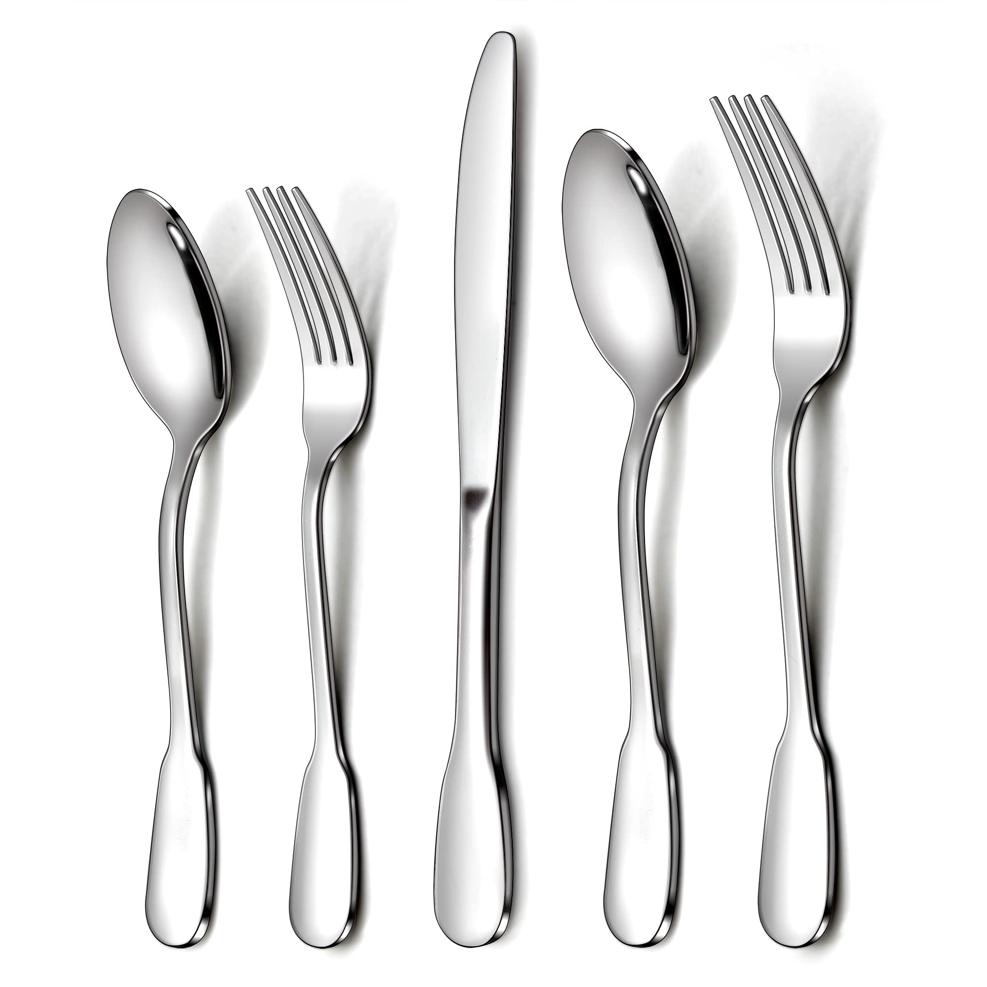 HaWare 60-Piece Silverware Set, Stainless Steel Flatware Service for 12, Fancy Cutlery Tableware with wide handle, Includes Dinner Knives Forks Spoons, Mirror Polished Eating Utensils, Dishwasher Safe