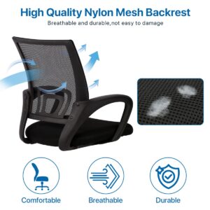 Hkeli Home Office Chair Mesh Ergonomic Desk Chair Computer Chairs Adjustable Height Mid Back Task Chair with Lumbar Support Armrest Executive Rolling Swivel Chair for Women Adults (Black)