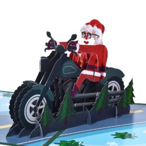 magic ants christmas pop up card - 3d greeting card, birthday card, pop up christmas card, kids christmas card, 3d christmas card, new years holiday card, winter card (santa's motorcycle)