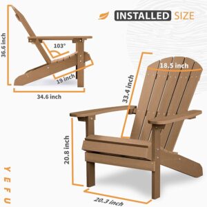 YEFU Plastic Adirondack Chairs Weather Resistant, Patio Chairs 5 Steps Easy Installation, Looks Exactly Like Real Wood, Widely Used in Outdoor, Fire Pit, Deck, Lawn, Outside, Garden Chairs (Teak)