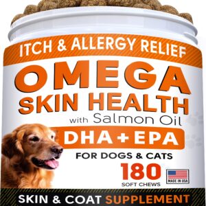 Fish Oil Omega 3 Treats for Dogs + Dog Probiotics Treats for Picky Eaters Bundle - Allergy Relief, Joint Health, Itch Relief. Skin & Coat Supplement + Enzymes + Prebiotics for Digestion Support