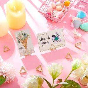 60 Pieces Table Number Holder Place Card Holder Christmas Party Wedding Triangle Shape Table Card Holder Photo Picture Holder Stand Clip for Wedding Baby Shower, Suitable for Small Card(Gold)