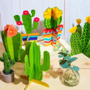 12 Pcs Cactus Party Decorations Cinco De Mayo Honeycomb Table Centerpieces Mexico Garland Cactus Cutouts for Fiesta Baby Shower Favor Cactus Theme Classroom Birthday Mexican Party Decoration Supplies