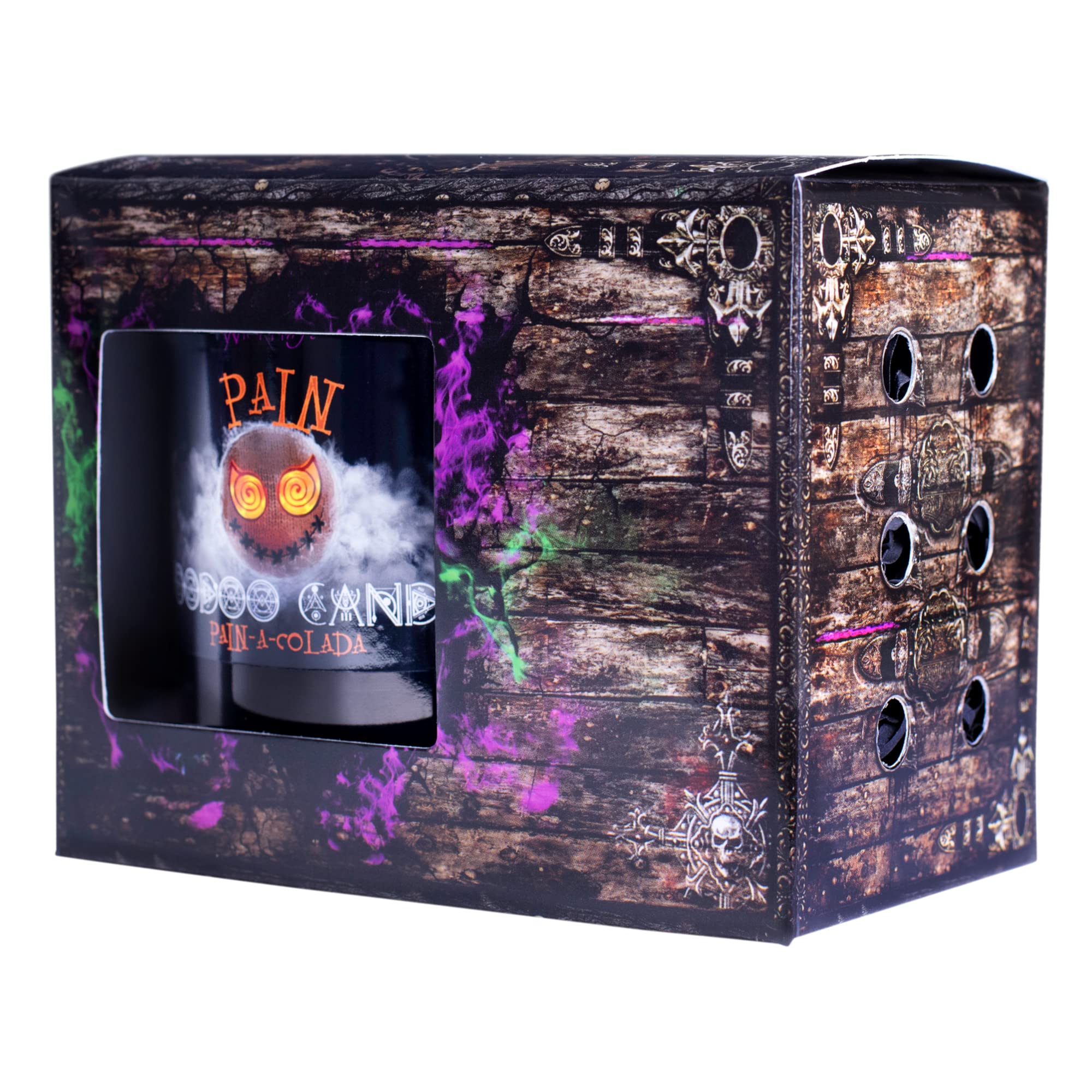 Naturally Wicked Voodoo Pain Candle Set - Inc. Voodoo Doll, Crystal, Wood Wick, Pain-A-Colada Scent & Gift Box