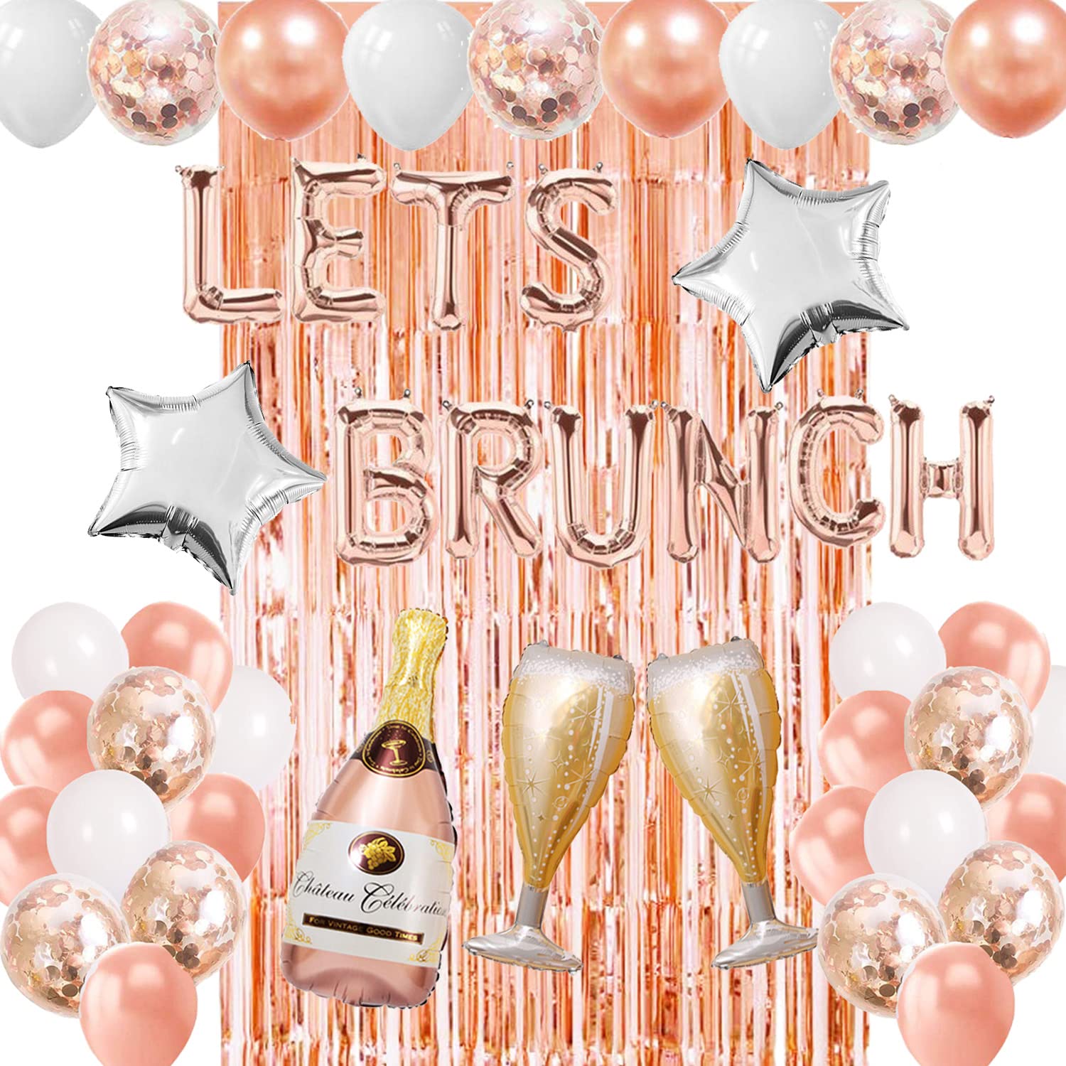 Let's Brunch Party Decorations, Brunch Sign Decor Banner Balloons for Ladies Brunch Girls Brunch, Bachelorette Brunch Birthday Brunch Decorations, Bridal Shower Engagement Wedding Party Decorations