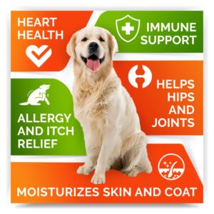 (Pack of 3) Fish Oil Omega 3 Treats for Dogs - Allergy Relief - Joint Health - Itch Relief, Shedding - Skin and Coat Supplement - Alaskan Salmon Oil Chews - Omega 3 6 9 - EPA & DHA Fatty Acids