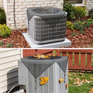 COARBOR 32"x32" Outdoor AC Unit Cover Mesh Outside Air Conditioner Compressor Condenser Defender Cover Dog Playpen Cover with 4 Bungee Cords