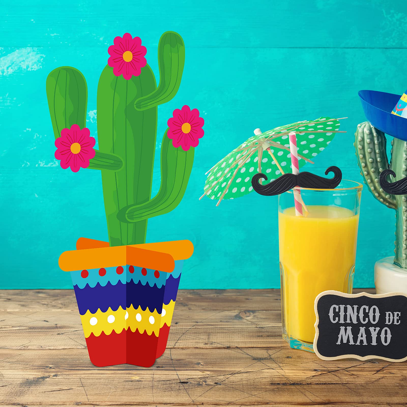 12 Pcs Cactus Party Decorations Cinco De Mayo Honeycomb Table Centerpieces Mexico Garland Cactus Cutouts for Fiesta Baby Shower Favor Cactus Theme Classroom Birthday Mexican Party Decoration Supplies