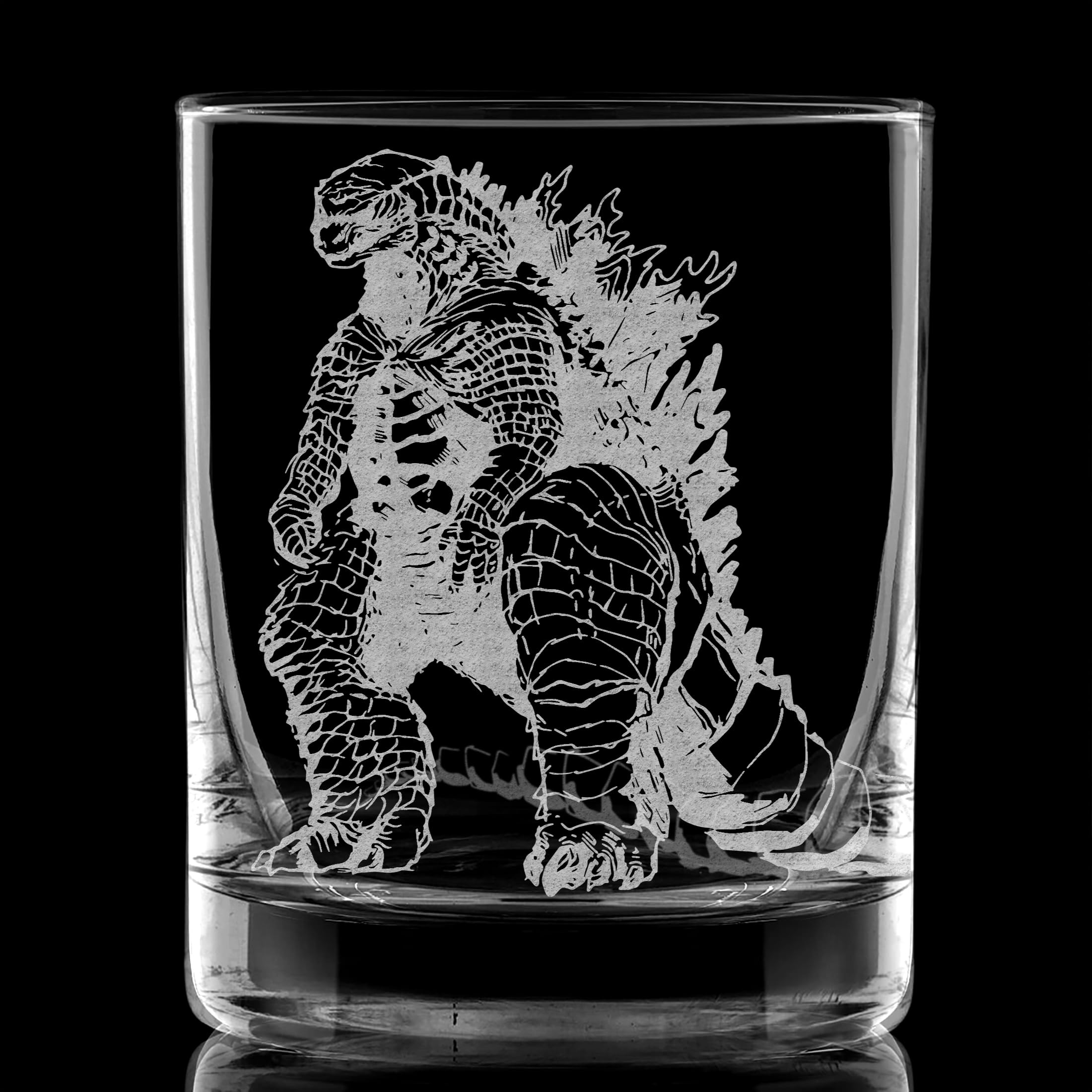 GOD ZILLA Engraved Whiskey Glass Rocks Glass - Perfect Gift!