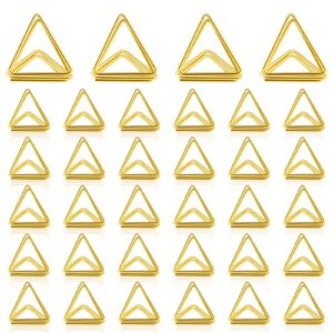 60 pieces table number holder place card holder christmas party wedding triangle shape table card holder photo picture holder stand clip for wedding baby shower, suitable for small card(gold)