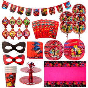 Miraculous Ladybug Party in a Box Kit - Celebration, Birthday Party, Toddlers– 100 Plus Pieces - Cat Noir - Party Supplies - Officially Licensed (Complete Kit)