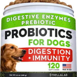 Fish Oil Omega 3 Treats for Dogs + Dog Probiotics Treats for Picky Eaters Bundle - Allergy Relief, Joint Health, Itch Relief. Skin & Coat Supplement + Enzymes + Prebiotics for Digestion Support