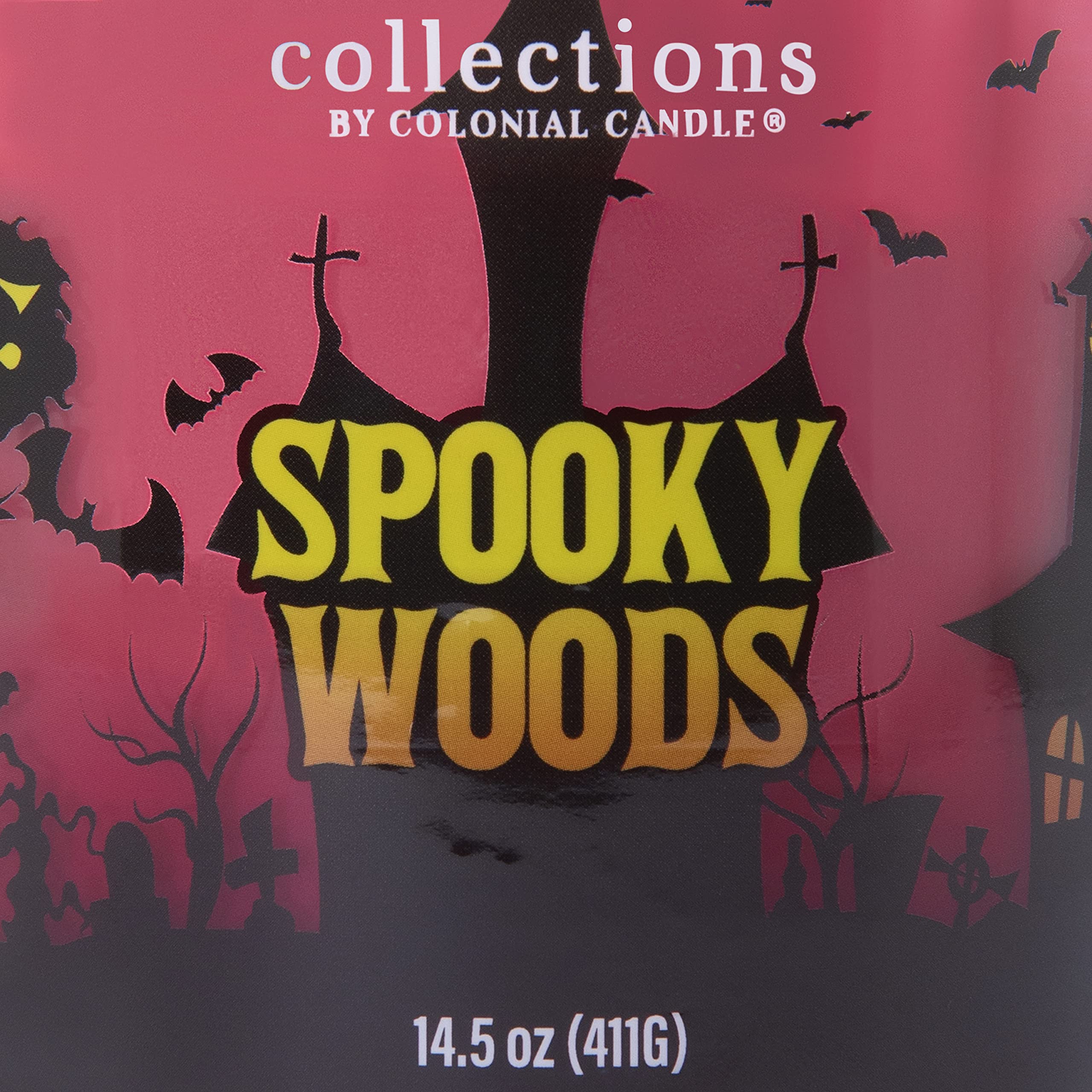 Colonial Candle Spooky Woods Scented Jar Candle, Haunted Collection, Red, 3 Wick, 14.5 oz