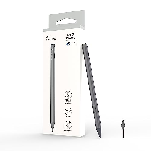 Penoval USI Stylus Pen for Some Chromebook Model with Tail Eraser, 4096 Levels Pressure for Lenovo chromebook Duet, Acer Chromebook Spin 713,HP Chromebook x2 11, Spare Tip