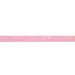 Pink and Gold Gros Grain Ribbon - 1/2" - It's a Girl for Baby Shower - Decoration for Your Baby Shower