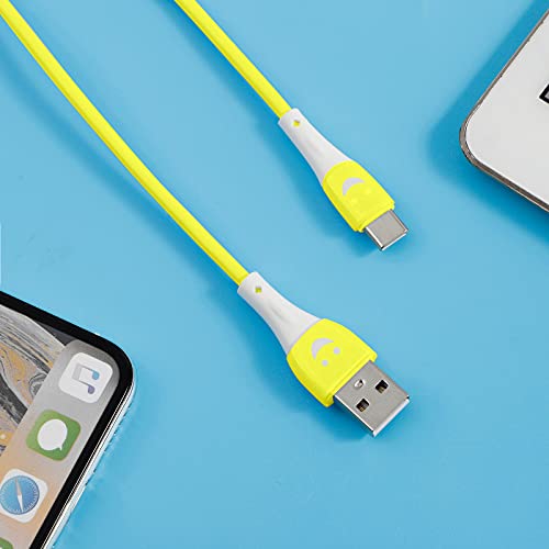 S5E5X 5A Fast Charging Cable Type-C, Liquid Silicone Macaron Charging Cable 1.2m 5A Fast Charging Data Cable Replacement (Yellow)