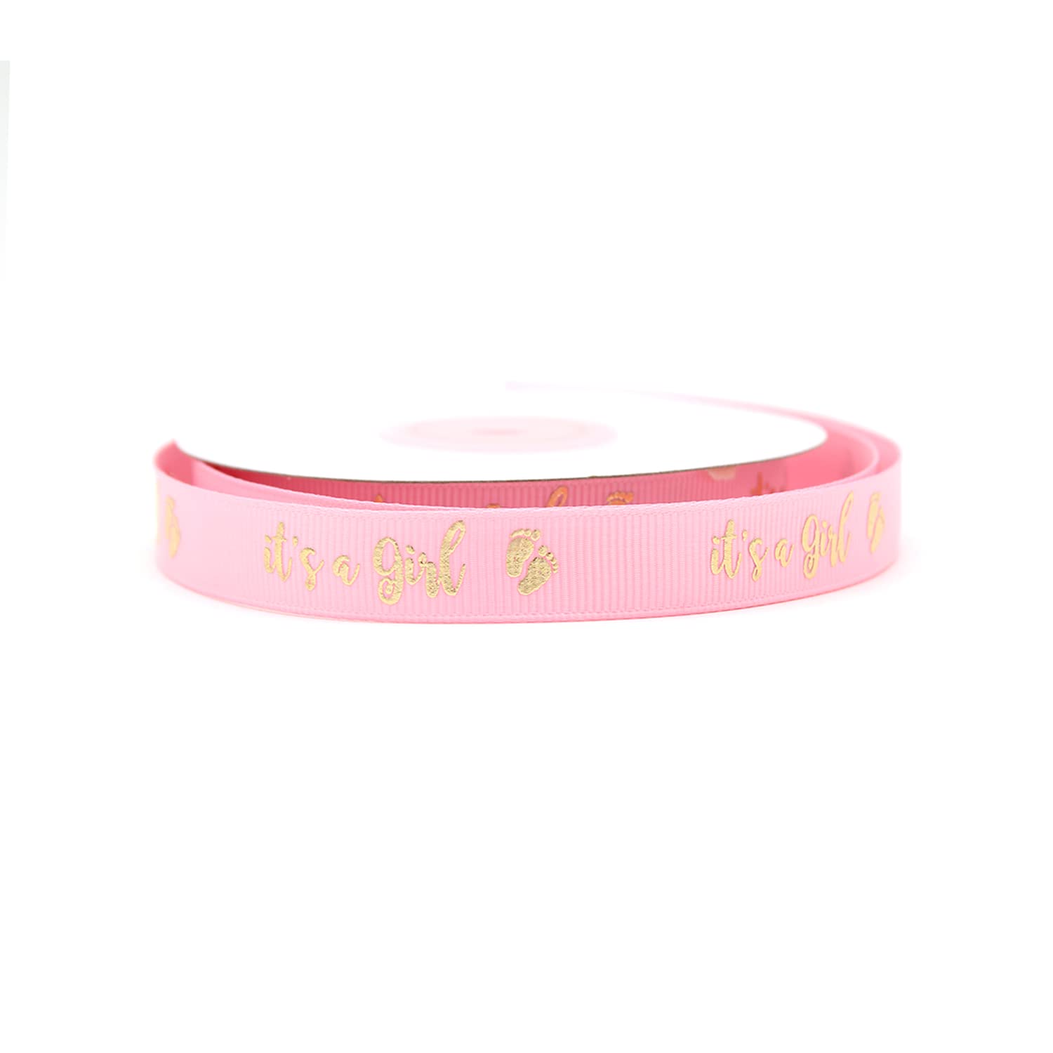 Pink and Gold Gros Grain Ribbon - 1/2" - It's a Girl for Baby Shower - Decoration for Your Baby Shower