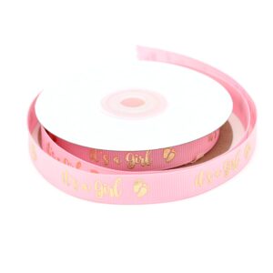 Pink and Gold Gros Grain Ribbon - 1/2" - It's a Girl for Baby Shower - Decoration for Your Baby Shower