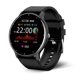 megir bluetooth touchscreen sports smart watch for men and women unisex ip67 waterproof smartwatch with fitness tracker and heart rater (bdzl2bk)