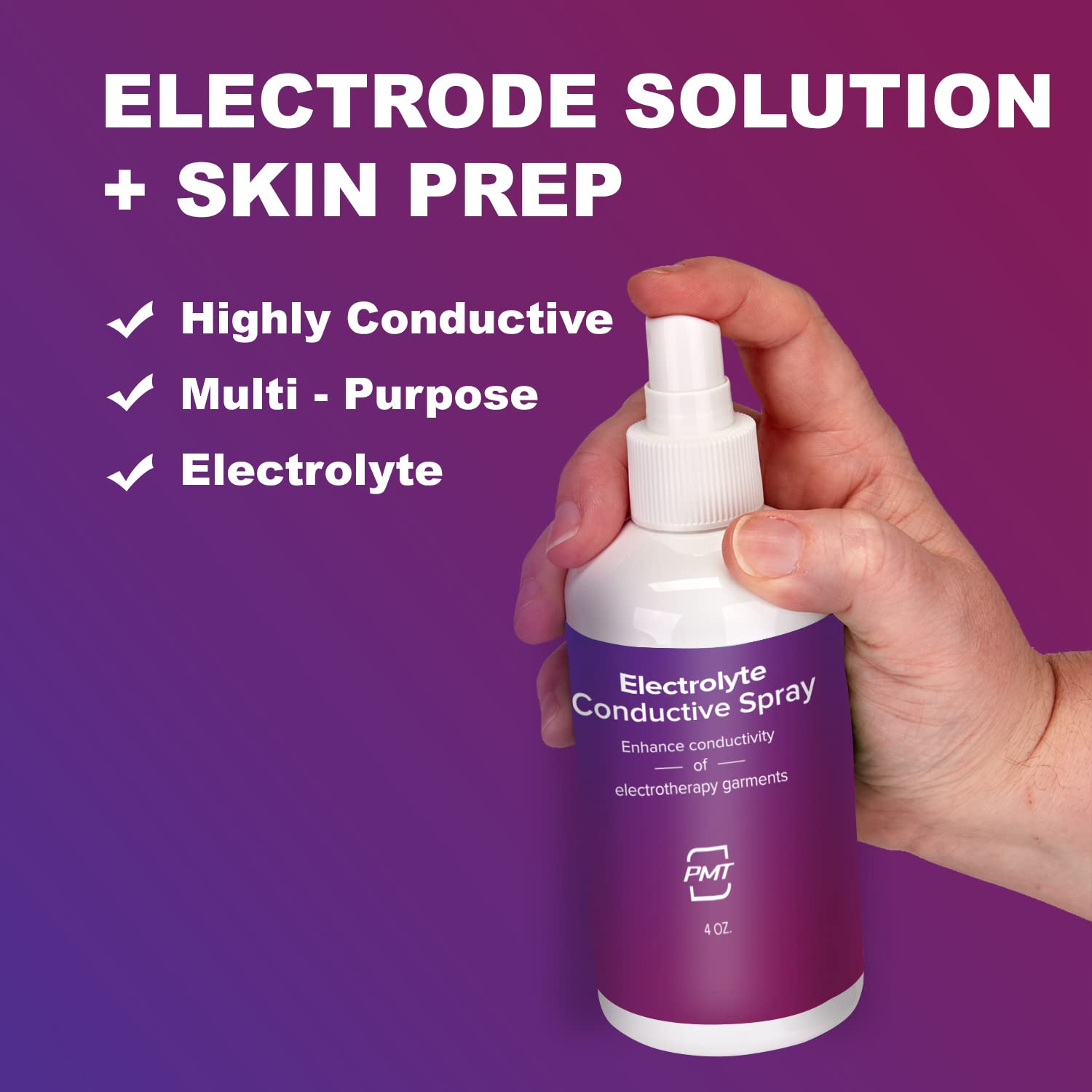 Electrolyte Conductive Spray by PMT. Electrotherapy Conductive Spray for use with Conductive TENS/EMS Garments… (4oz Menthol-Free)