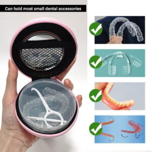 Gxamz Orthodontic Retainer Case with Organizer Bag Aligner Case Bag Retainer Travel Case Pack Mouth Guard Box (Pink claw)