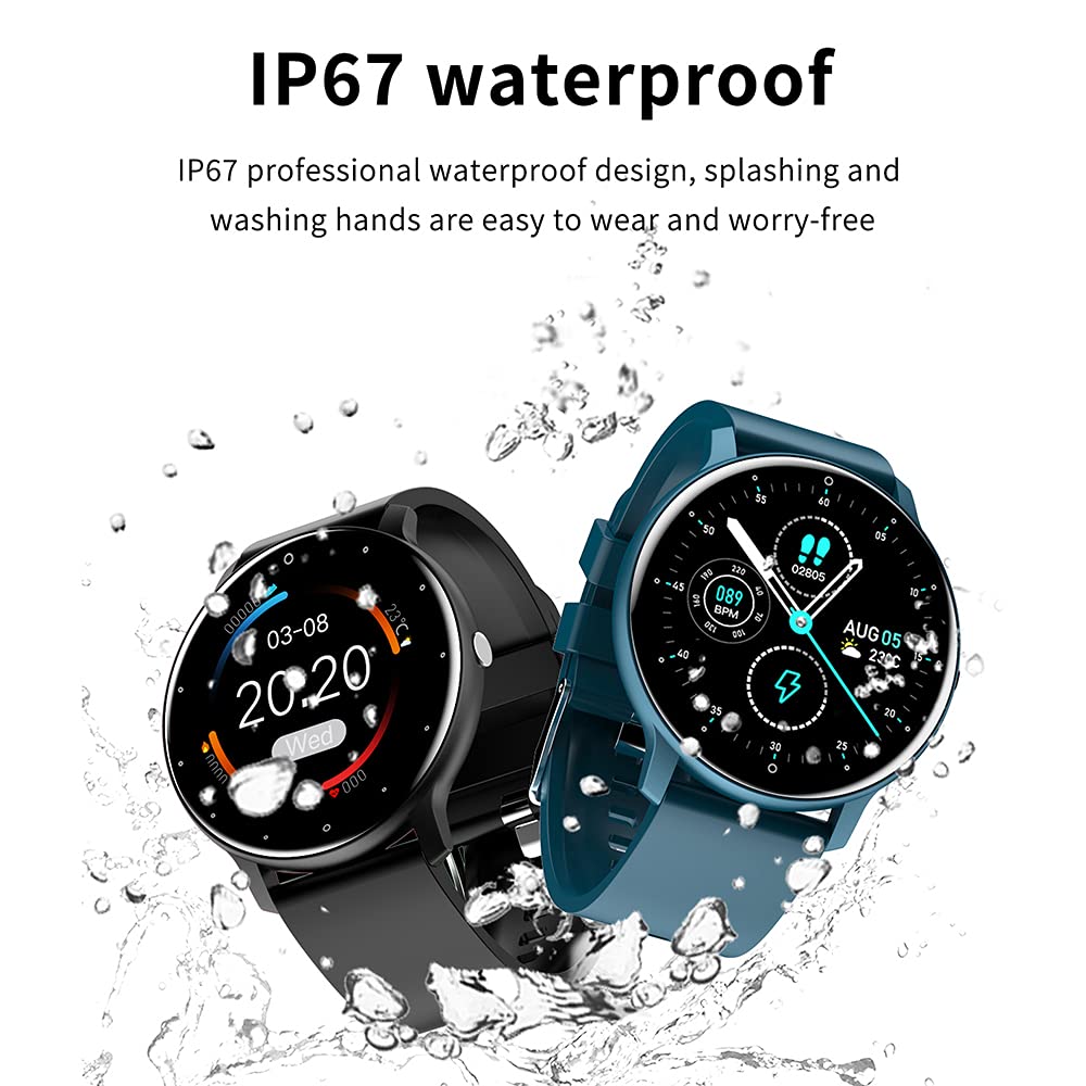 MEGIR Bluetooth Touchscreen Sports Smart Watch for Men and Women Unisex IP67 Waterproof Smartwatch with Fitness Tracker and Heart Rater (BDZL2BK)