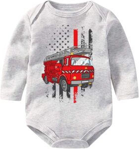 yeavomeny thin red-line fire truck firefighter infant s long sleeve playsuit outfit