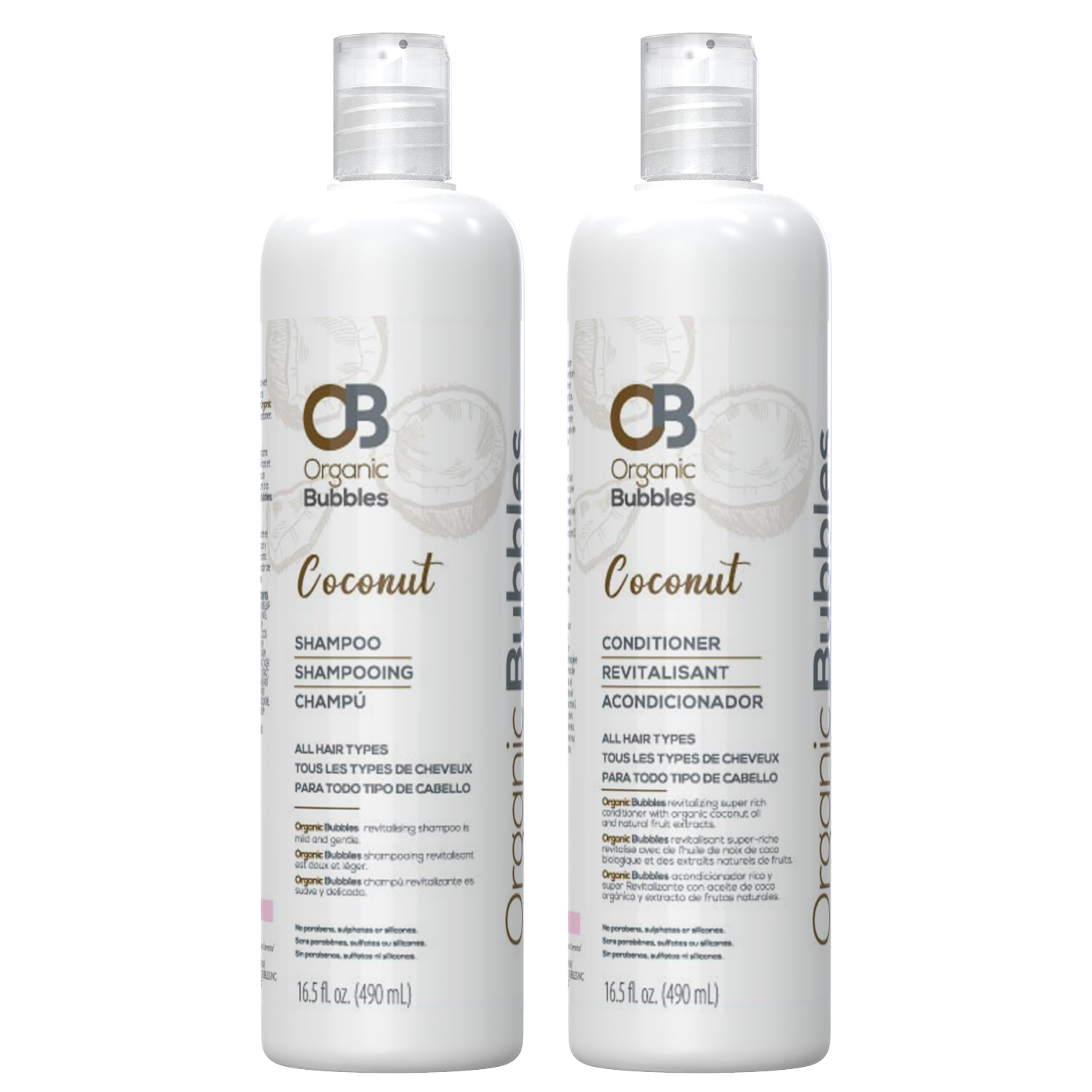 Organic Bubbles Coconut – Vegan and Made in Canada (Shampoo and Conditioner)