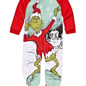 The Grinch Dr. Seuss Toddler Infant Christmas Footed Blanket Sleeper Pajamas (5T, Red)