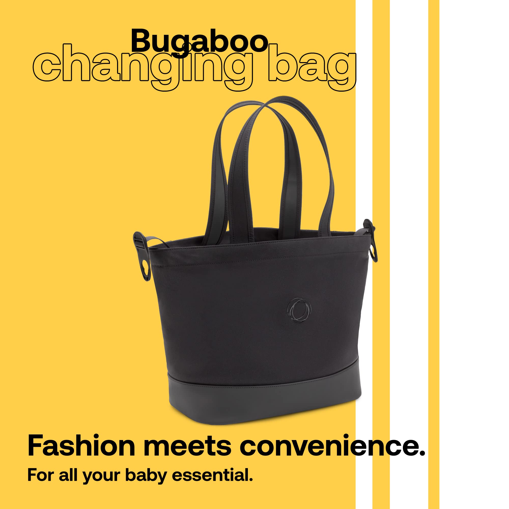 Bugaboo Changing Bag - Fashionable Diaper Bag - Stylish Functional Purse or Travel Bag - Changing Mat & 3 Clutches Included - Midnight Black