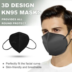 KN95 Breathable Disposable Face Mask - 60 PCS 5 Layer Design Cup Dust Safety Masks Protection, with Elastic Ear Loop and Nose Bridge Clip, Filter Efficiency≥95%