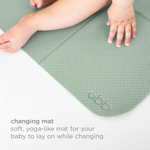 Ubbi On-The-Go Changing Baby Mat with Carrying Bag, Soft and Comfortable Diaper Bag Accessory Must Have for Newborns, Easy to Clean, Portable Changing Pad, Sage Green