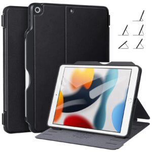 ztotopcases for ipad 9th/8th/7th generation 10.2 inch, [5 magnetic stand angles + pencil holder + highly shockproof +auto wake/sleep], premium pu leather cover for ipad 10.2 inch 2021/2020/2019, black