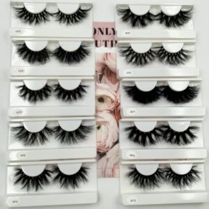 Fluffy Mink Lashes, Ellazzle 20 Pairs Wholesale Eyelashes 25mm Dramatic Thick Volume 3D Eyelashes Mink Reusable Lashes Pack