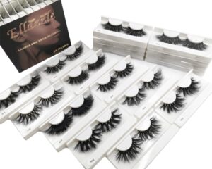 fluffy mink lashes, ellazzle 20 pairs wholesale eyelashes 25mm dramatic thick volume 3d eyelashes mink reusable lashes pack